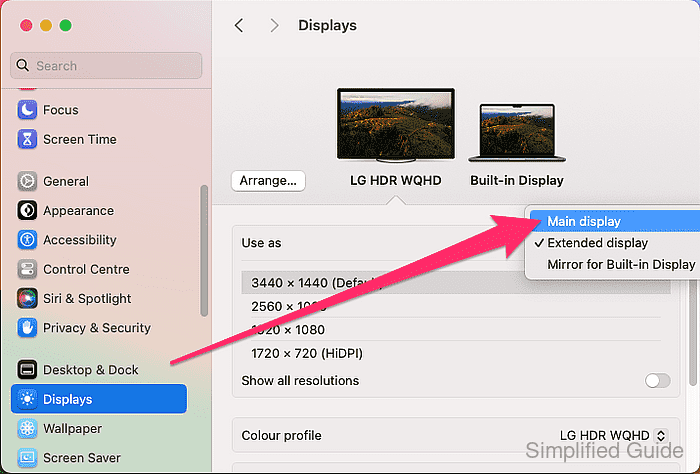 How to change primary display in macOS How to change primary display in macOS